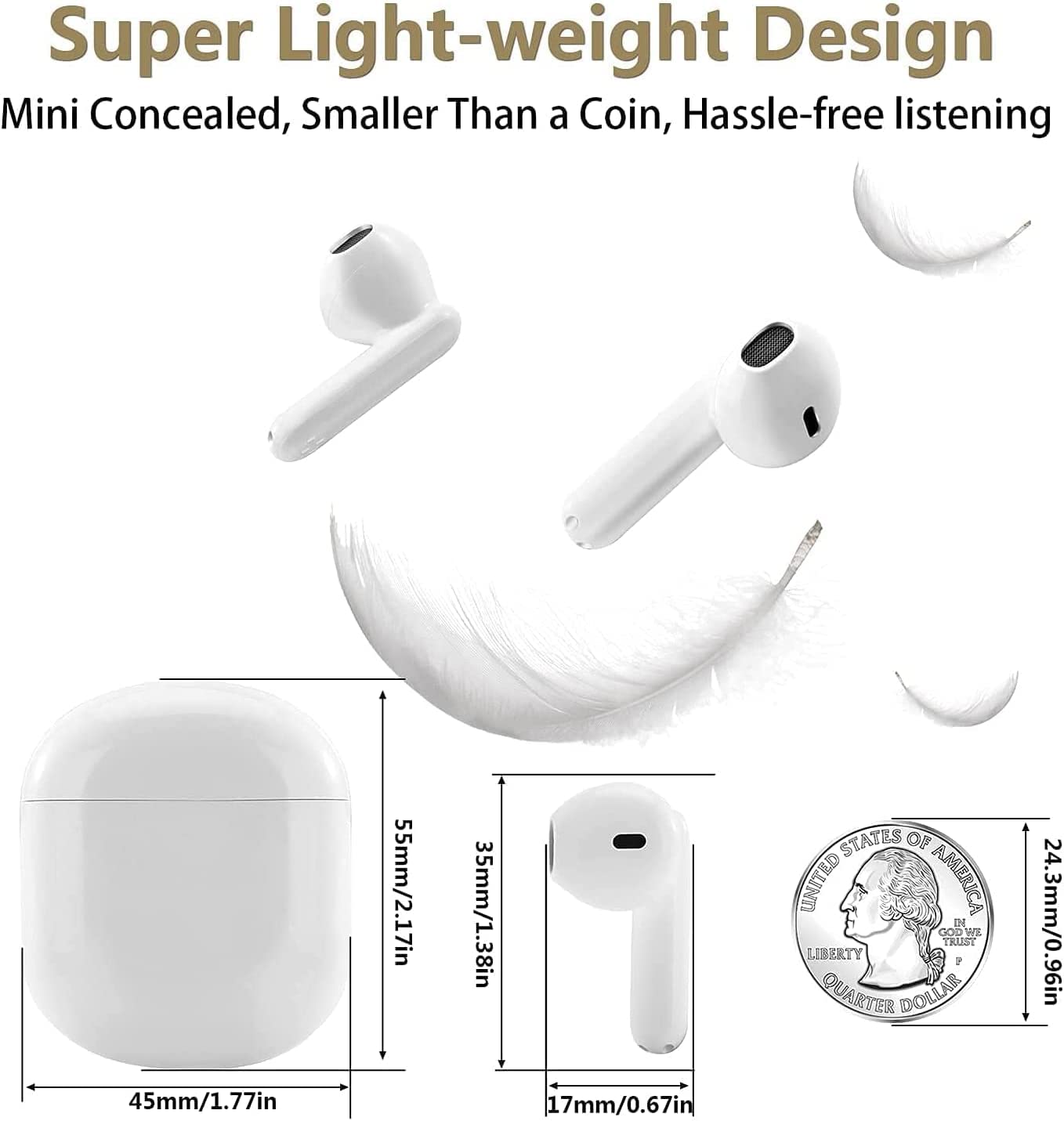 Wireless Earbuds Headphones,Bluetooth 5.0 Earphones,Charging case,Air Buds in-Ear Pods Ear Buds Wiht Mic Stereo Auto Pairing,Waterproof Noise Canceling Headset for Apple airpod Android iPhone Samsung