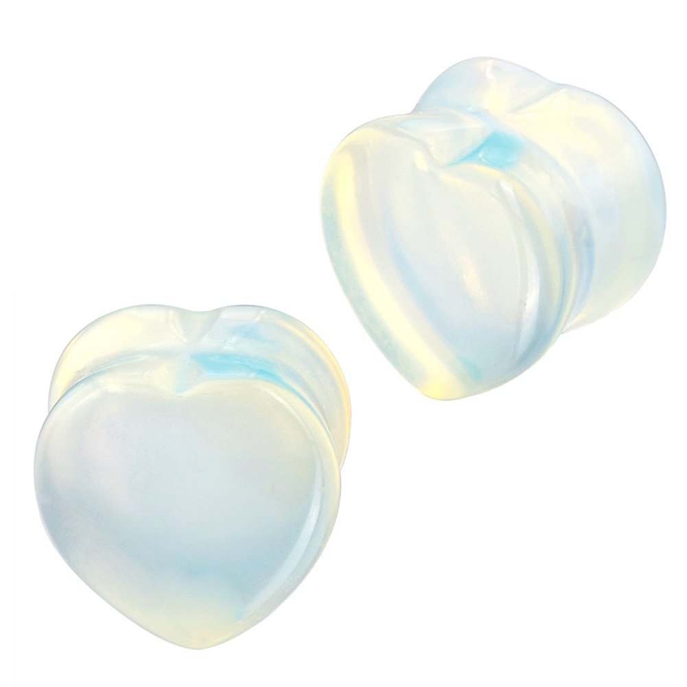 Stuppendux 2Pairs 2Style Heart shaped Stone Double Flared Ear Tunnels Plugs Stretcher Expander Kit Gauge 00g 10mm