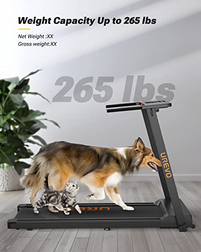 UREVO 2 in 1 Folding Treadmill with Incline, 2.5 HP Manual Incline Under Desk Treadmill for Home Office, Compact Treadmill with LED Display Remote Control