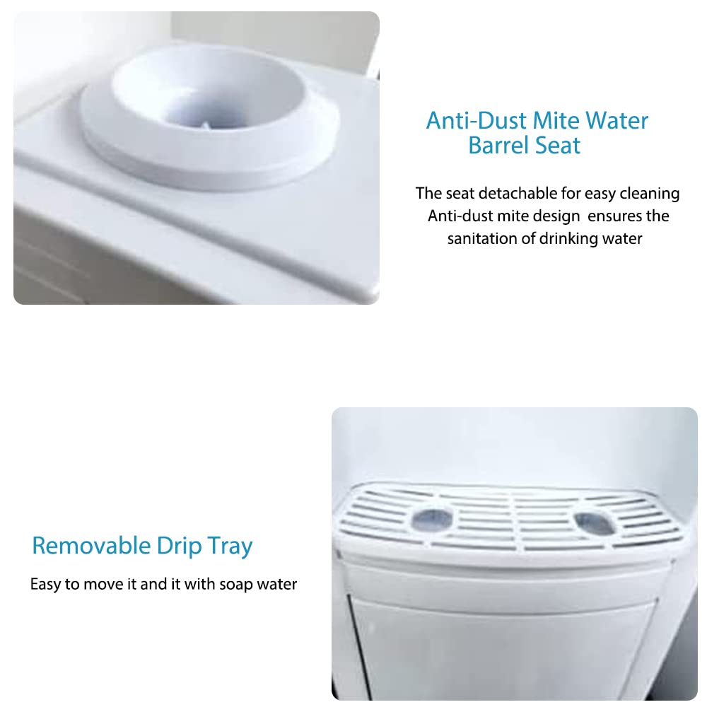 Timoau Top Loading Hot and Cold Water Dispenser, 5 Gallons Water Coolers with Storage Cabinet & Child Safety Lock for Home or Office Use, White