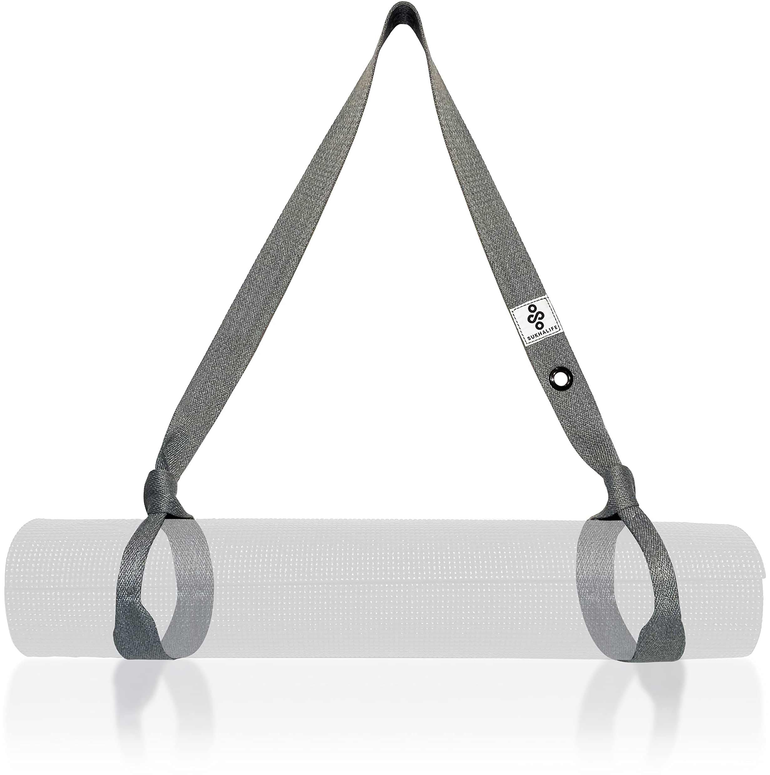 SukhaMat - Yoga Mat Carry Strap, Extra-Durable & Comfortable | Multi-Purpose Strap for Your Yoga Mat (Grey)