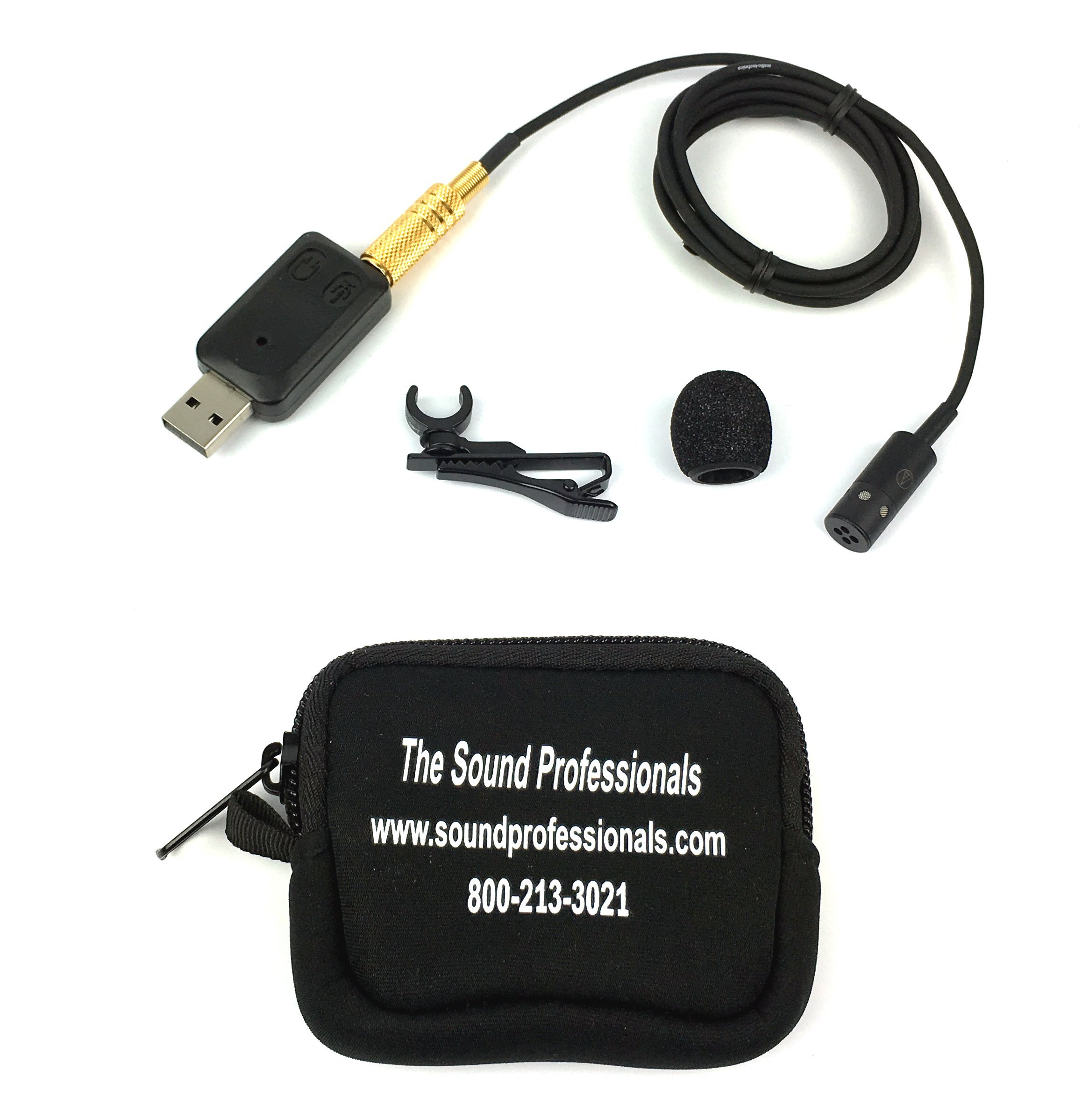 Sound Professionals USB High Sensitivity Uni-Directional Lapel Microphone - Includes AT831-SP and USB Audio Adapter (Lapel Clip and windscreen are Included) 48 inch Microphone Cable