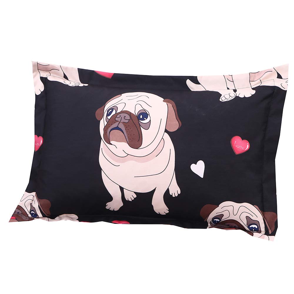 SDIII 4PCS Dog Twin Sheets Set, Bed in a Bag Pug Sheets Set Twin, Soft Microfiber, Cute Sheets Set for Kids Boys, Girls and Teens, Twin