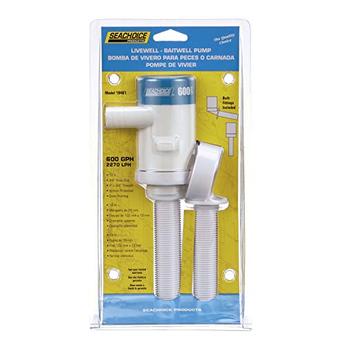 Seachoice 12V Livewell-Baitwell Pump, Includes Straight and Angled Fittings, 3/4 In. Outlet