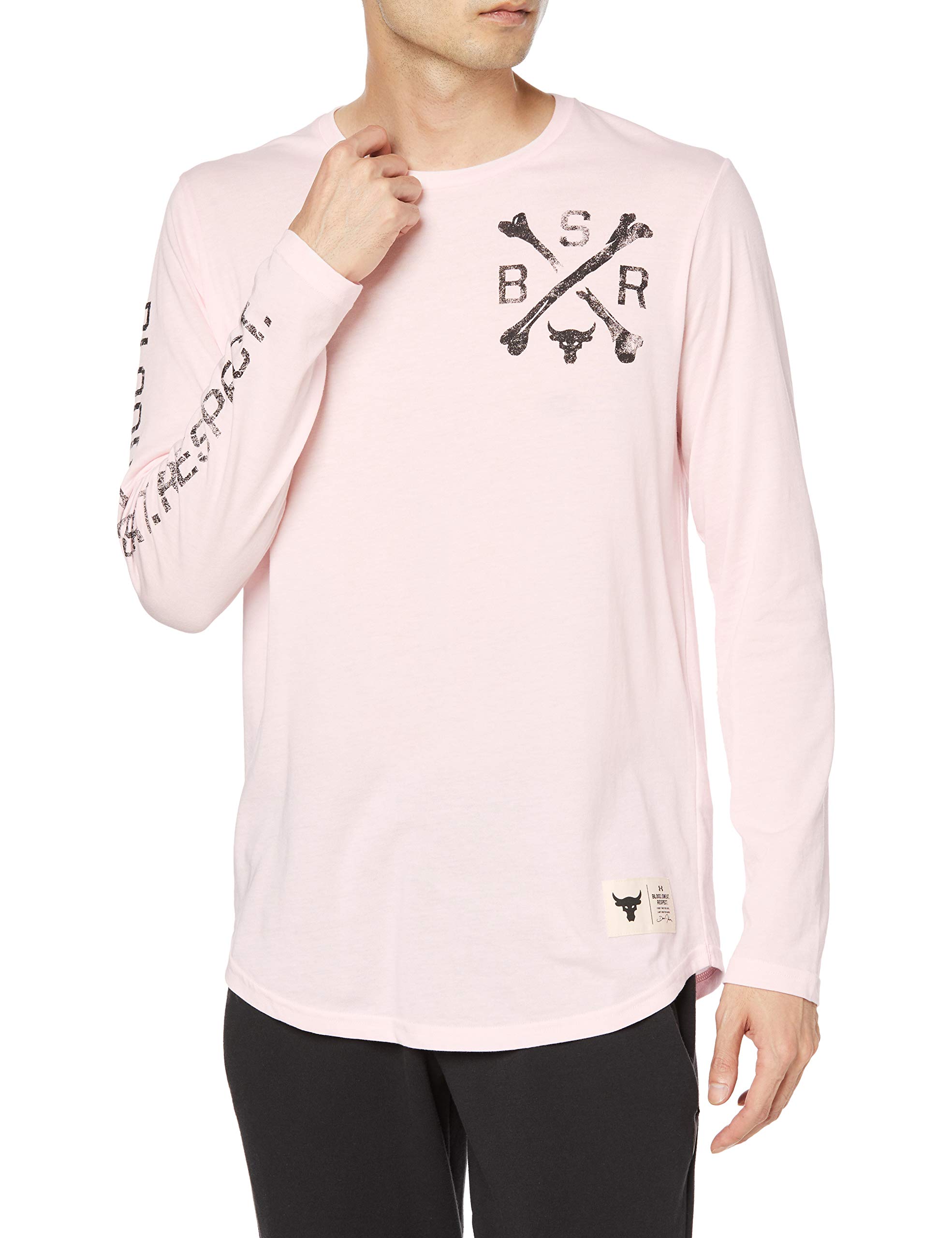 Under Armour Men's Project Rock BSR Long Sleeve Shirt (Rosewater/Black - 643, Medium)