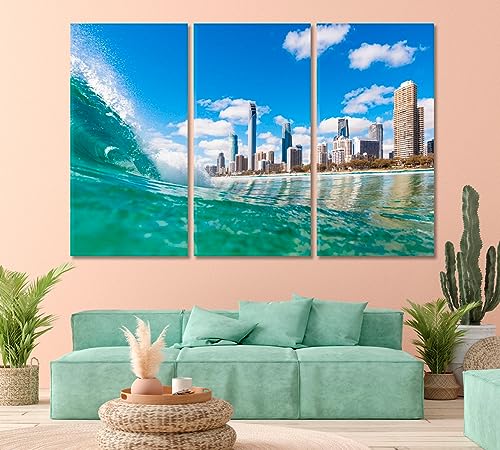 Sea Waves the Gold Coast of Australia Canvas Print 5 Panels / 36x24 inches