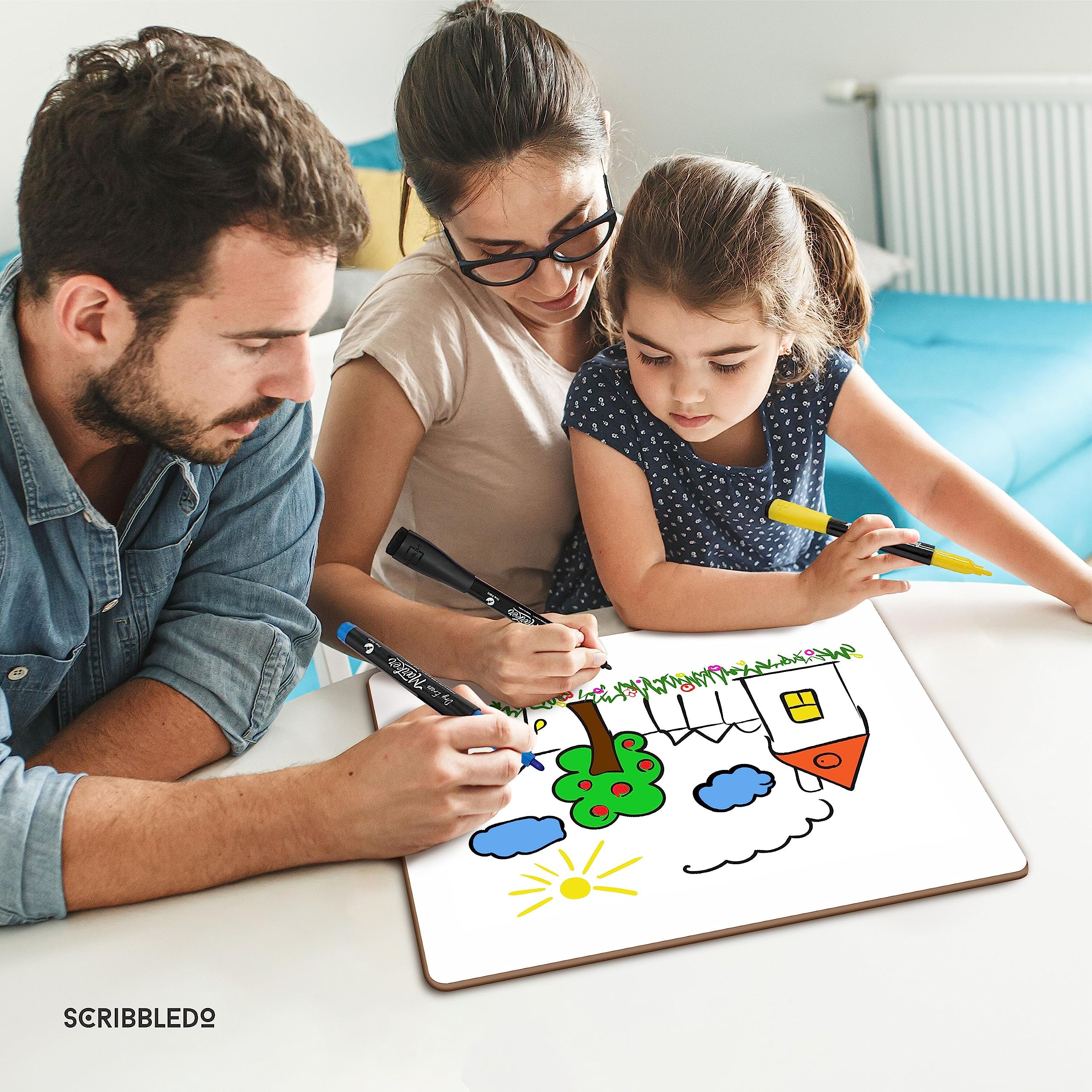 Scribbledo White Board Dry Erase Board 11"x14β Mini Double Sided Personal Whiteboard Board Dry Erase Lapboard Handheld Personal White Boards for Students Small Whiteboard Office Kitchen