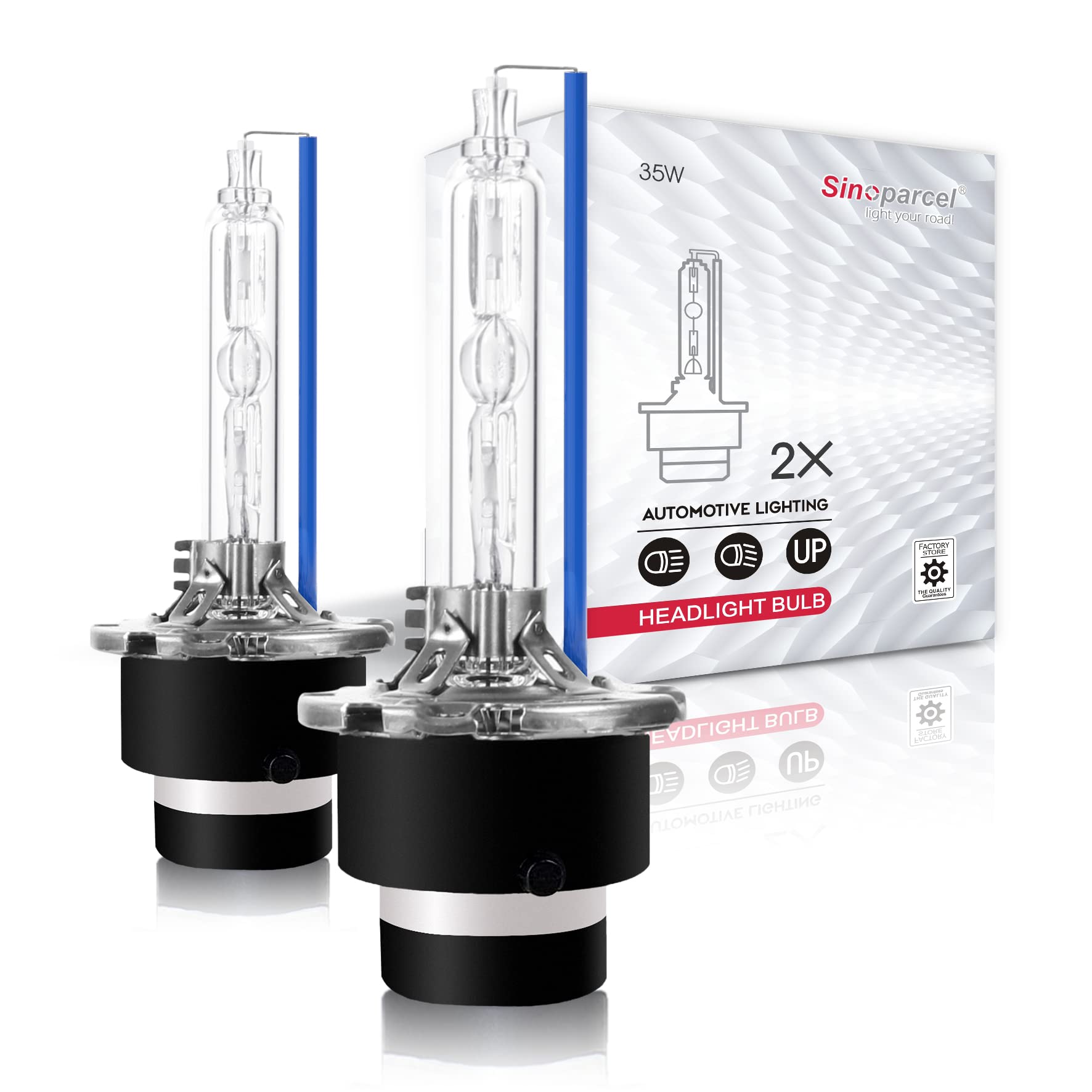 Sinoparcel D2S Xenon HID Headlight Bulbs - 8000K 35W High Low Beam 66240 85122UB 66040,etc Replacement Lights -2Yr WTY- Pack of 2