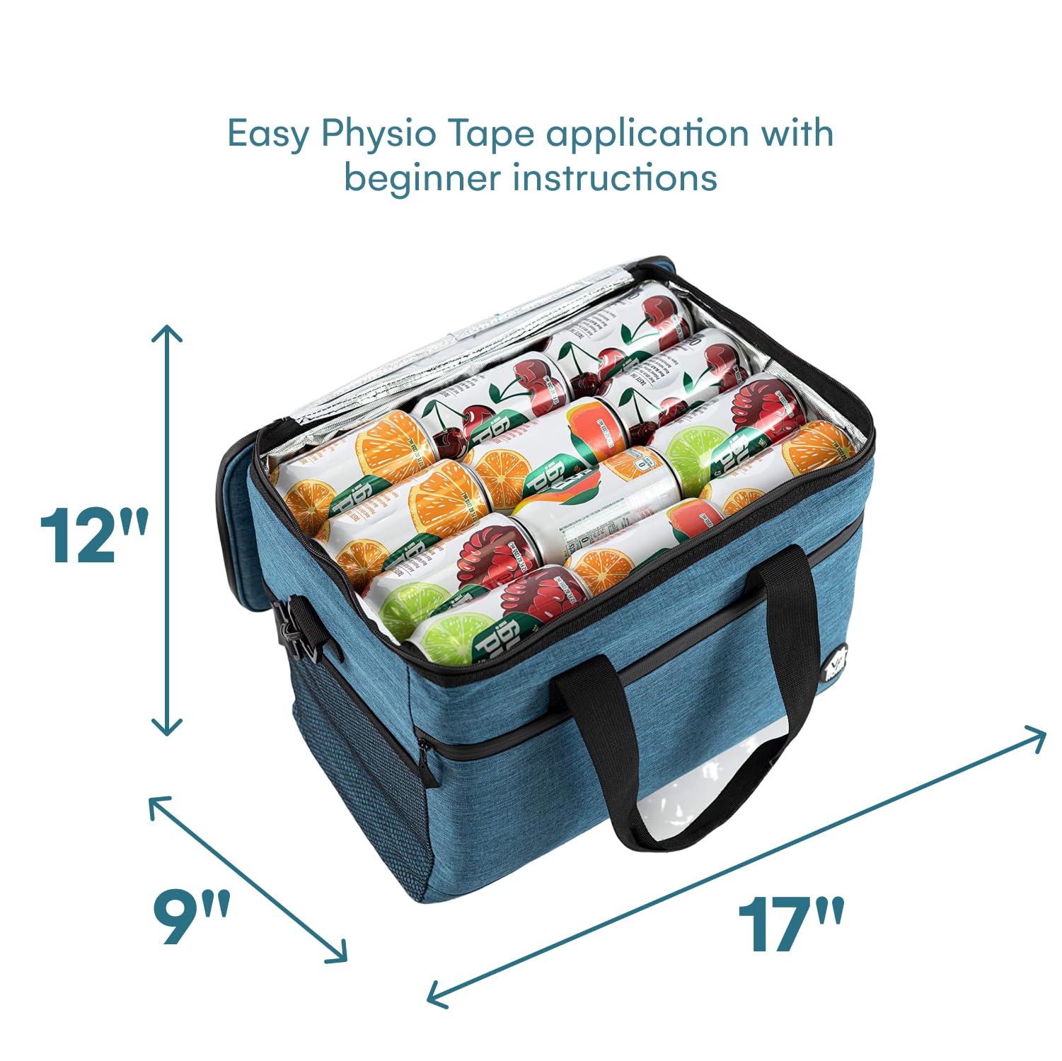 VP Home 48 Can Large Collapsible Insulated Cooler Bag for Travel Camping Beach Picnic BBQ with Shoulder Strap (Heather Blue)