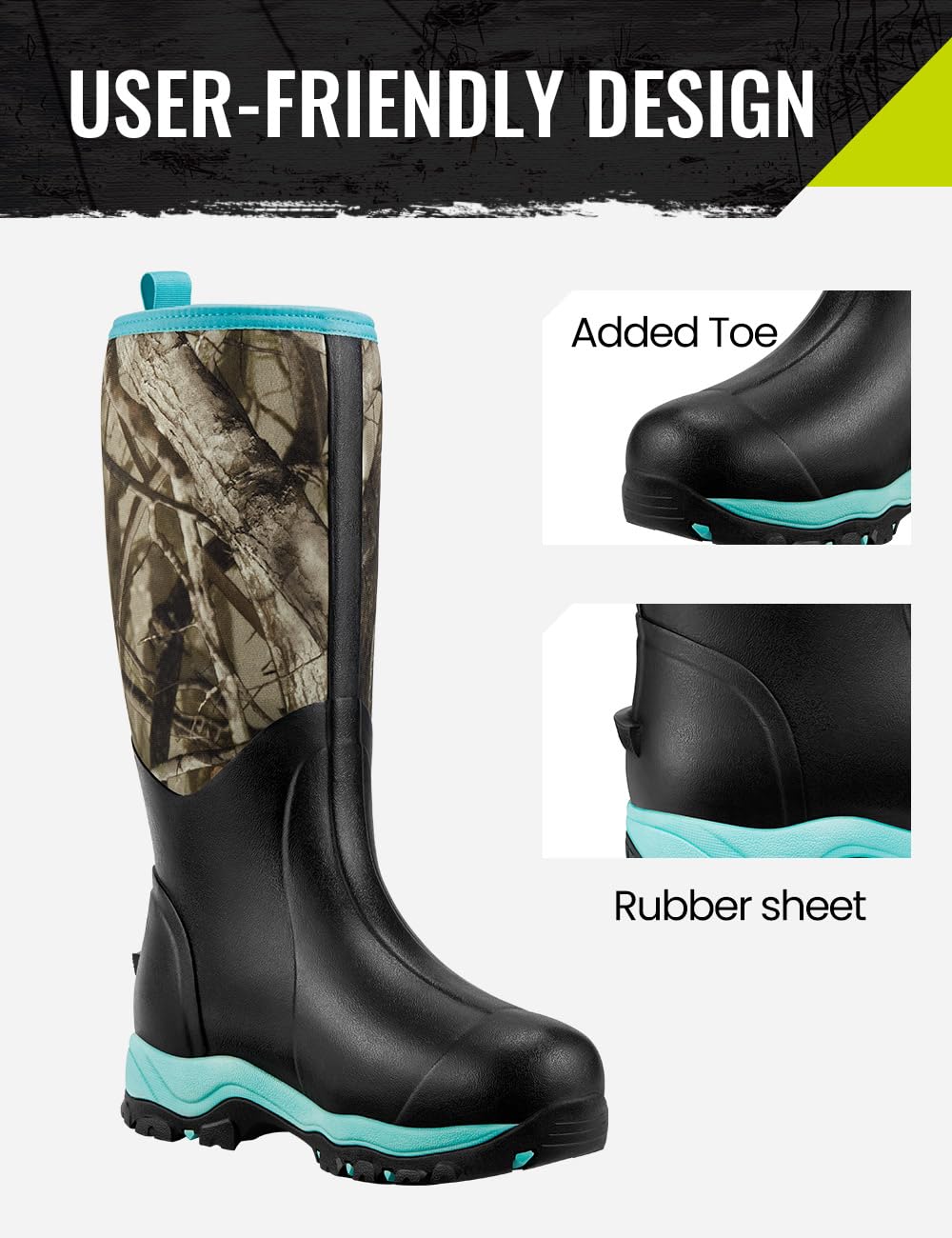 TIDEWE Hunting Boot for Women, Insulated Waterproof Durable Women's Hunting Boot, 6mm Neoprene and Rubber Outdoor Boot(Green Size 8)