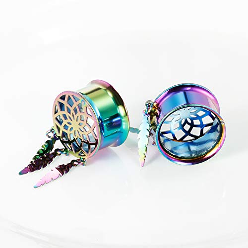 TBOSEN 2PCS Tunnels and Plugs For Ears Stainless Steel Stretcher Multiple Expander Tunnels Gauges 0g-1'' in 8mm-25mm