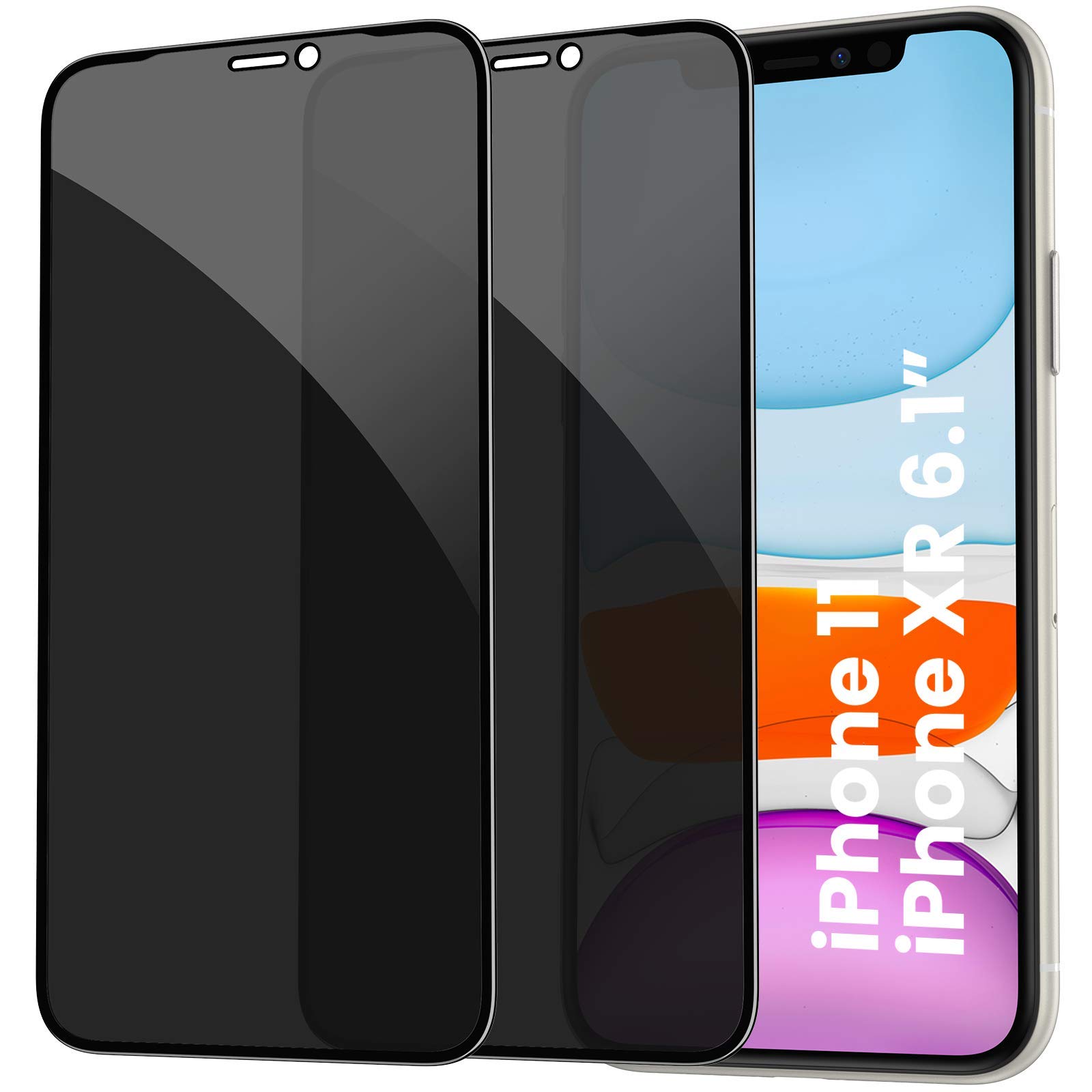 Tensea [2Pack] Privacy Screen Protector for iPhone 11 and iPhone XR 6.1 inch, Anti-Spy Tempered Glass Film, 3D Full Coverage iPhone XR/iPhone 11 Screen Protector 6.1 inch, 2 Pack