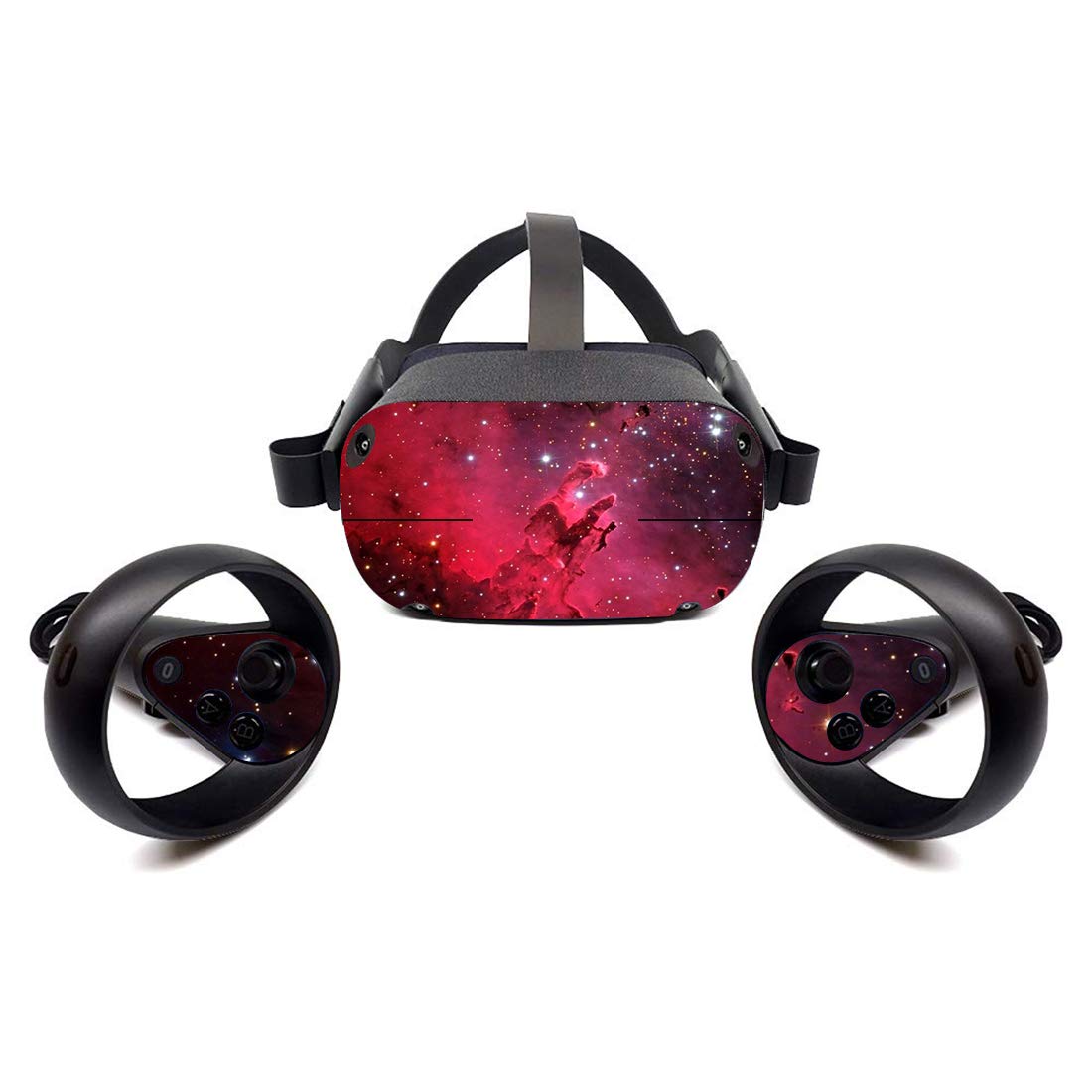 Wodoys Vinyl Decal Cover Skin Sticker for Oculus Quest VR Headset and Controller - Red Nebula