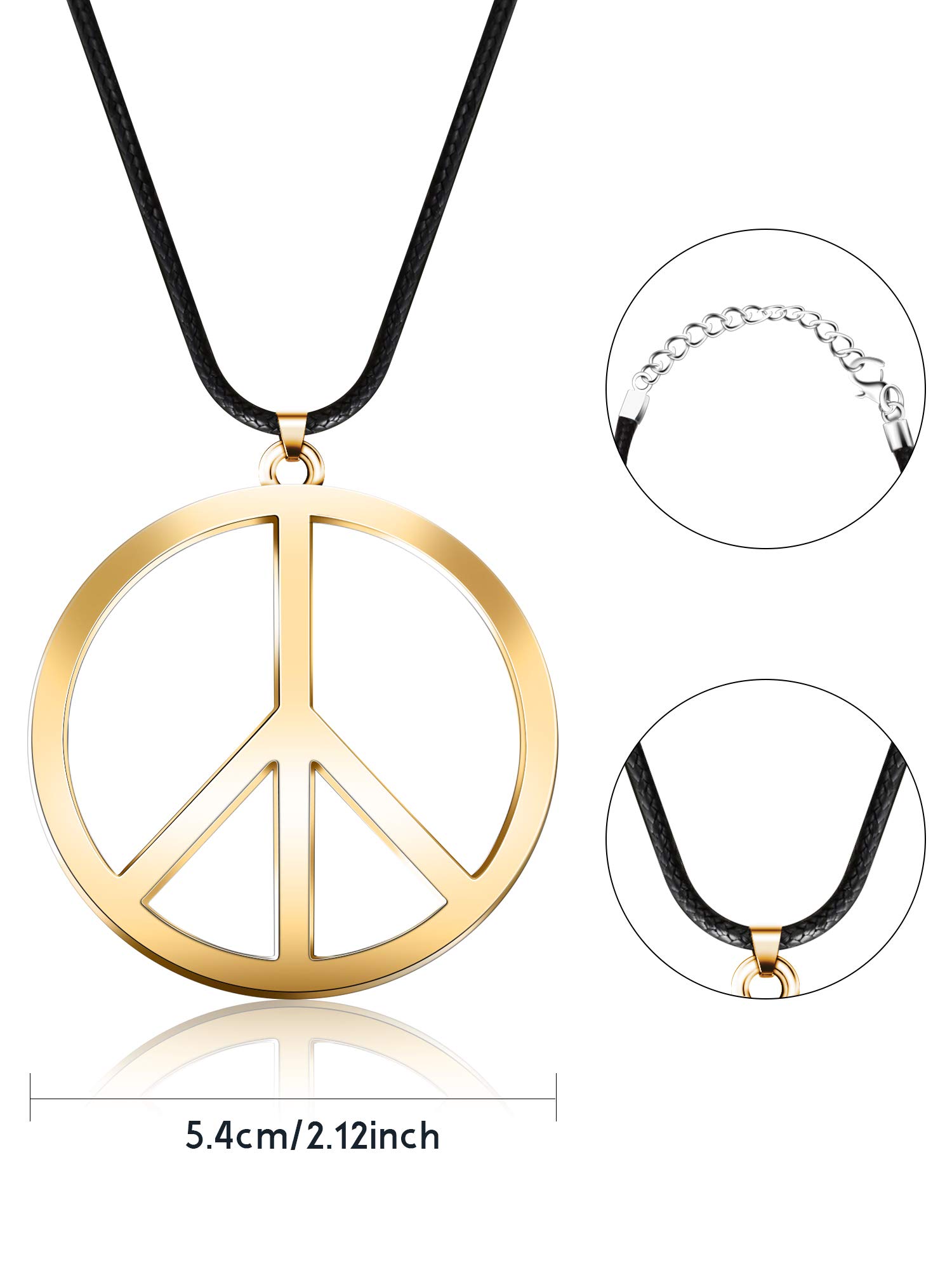 Tatuo 1 Piece Metal Peace Sign Pendant 1960s 1970s Hippie Party Accessories Necklace (Gold)