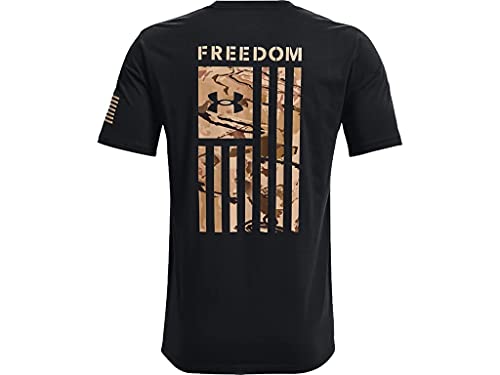 Under Armour Men's New Freedom Flag Camo T-Shirt, Black (001)/Desert Sand, Large