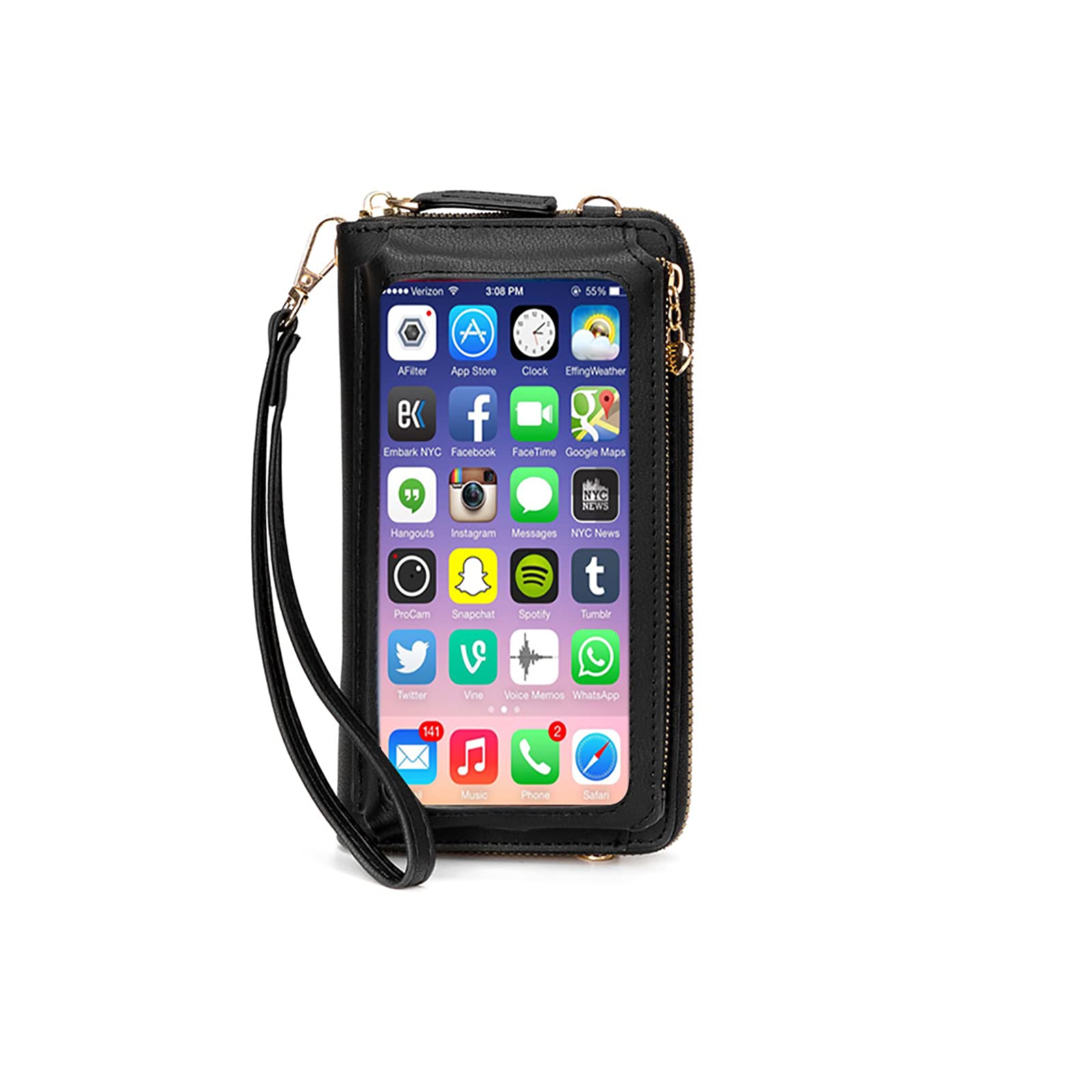 Women Touch Screen Wristlet Handbag, RFID Protection Small Crossbody Bag Phone Wallets Purse
