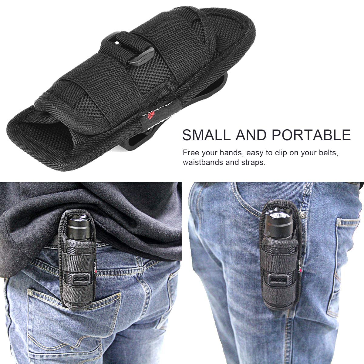 ULTRAFIRE Tactical Flashlight with Holster, Single Mode LED Flashlight 1000 High Lumen Duty Flashlights with Belt Holster and Charger, Bright Small Flash Light WF-501B