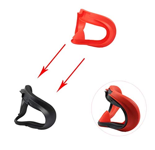 VR Face Silicone Cover Compatible with Oculus Quest 2 Eye Pad, Face Cushion Cover Sweat Proof VR Eyewear VR Facial Interface Bracket Compatible(Black+Red+Blue)