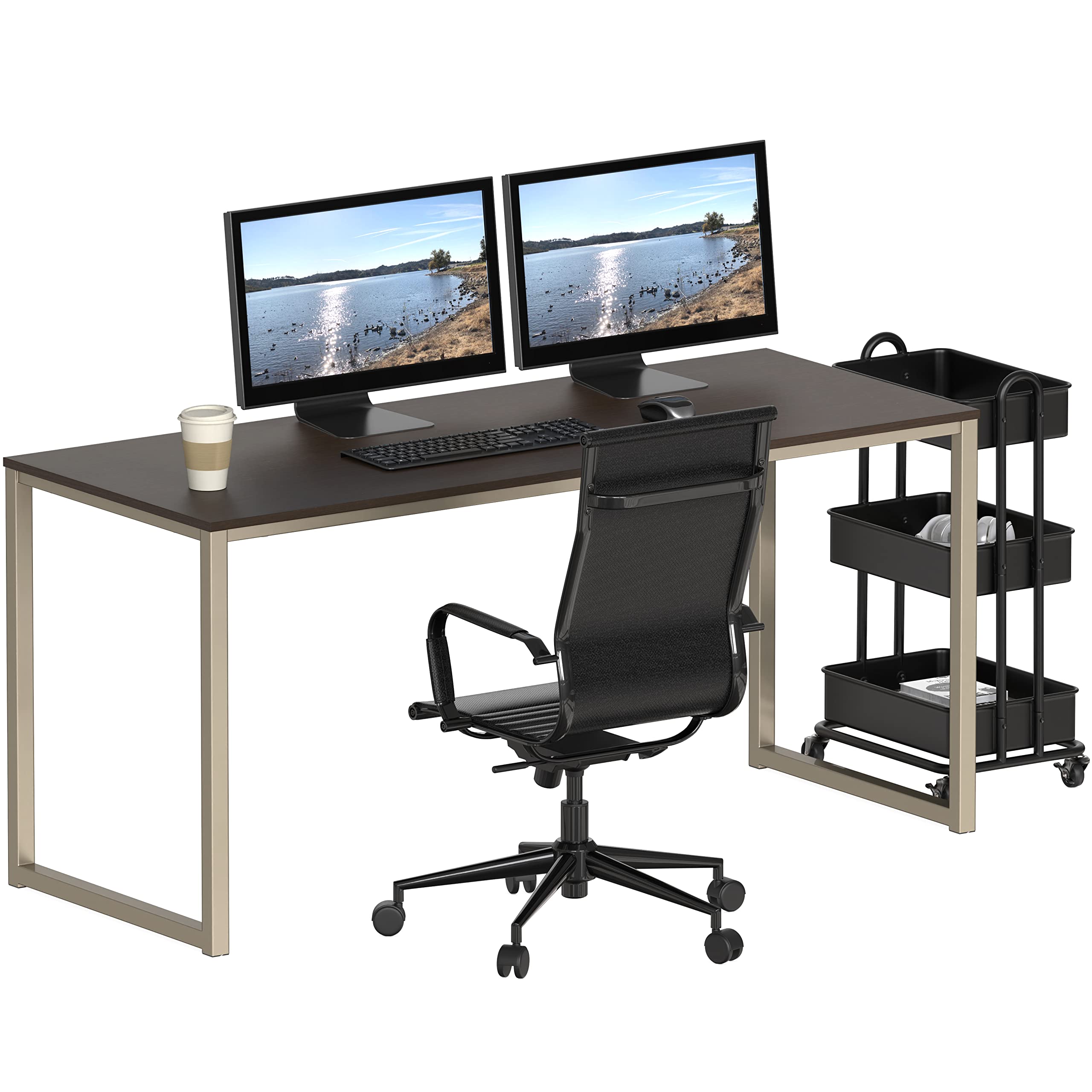 SHW Home Office 55-Inch Computer Desk, 24" Deep, Espresso