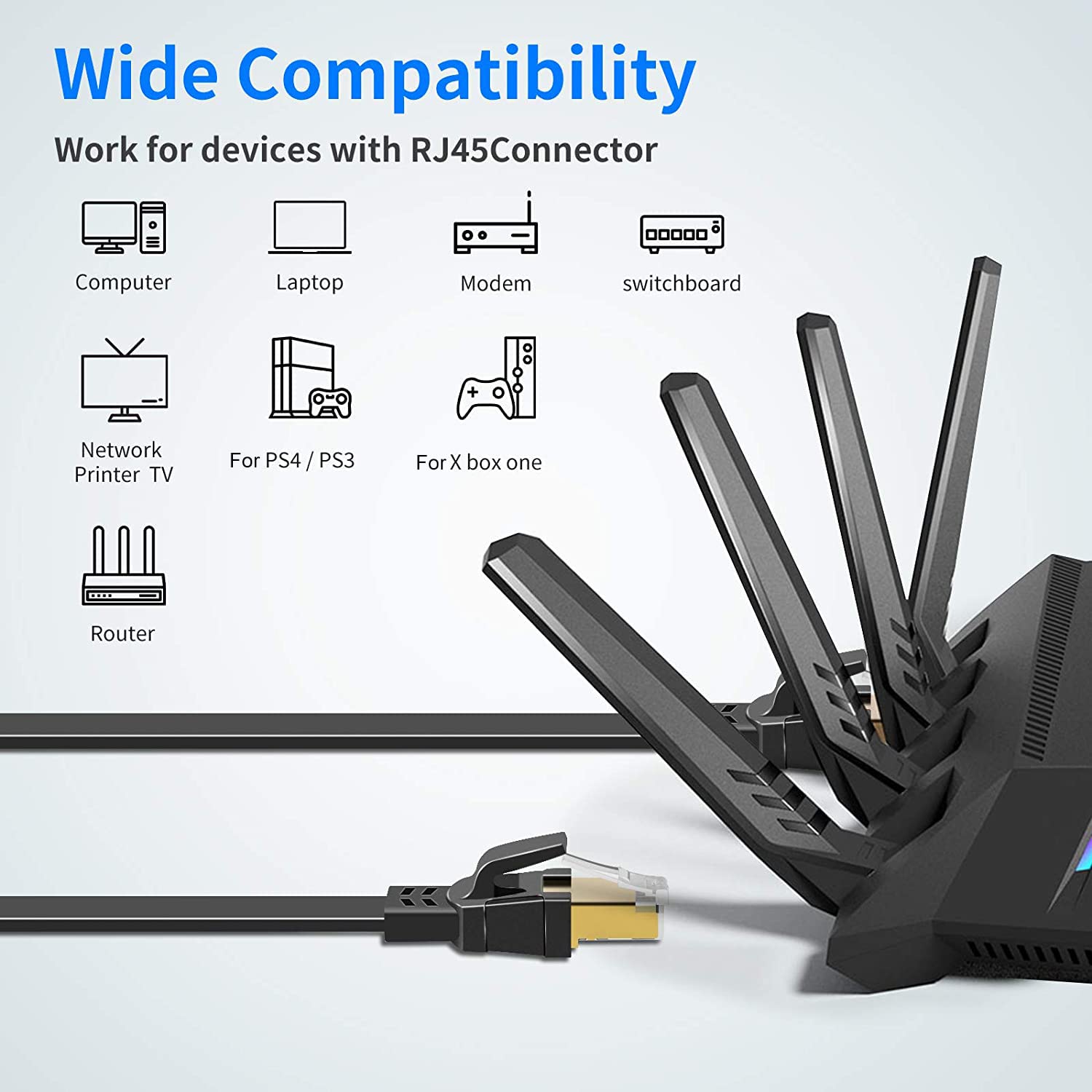 Deegotech Cat 8 Ethernet Cable 6FT, 40Gbps 2000Mhz Heavy Duty High Speed LAN Network Cable, Outdoor&Indoor, RJ45 Connector Cat8 Cable, for VR Router Modem Gaming PC Xbox (1.8m)