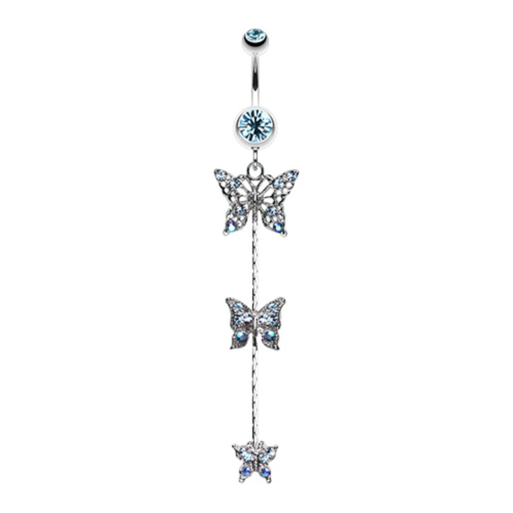 Triple Butterfly Sparkle WildKlass Belly Button Ring