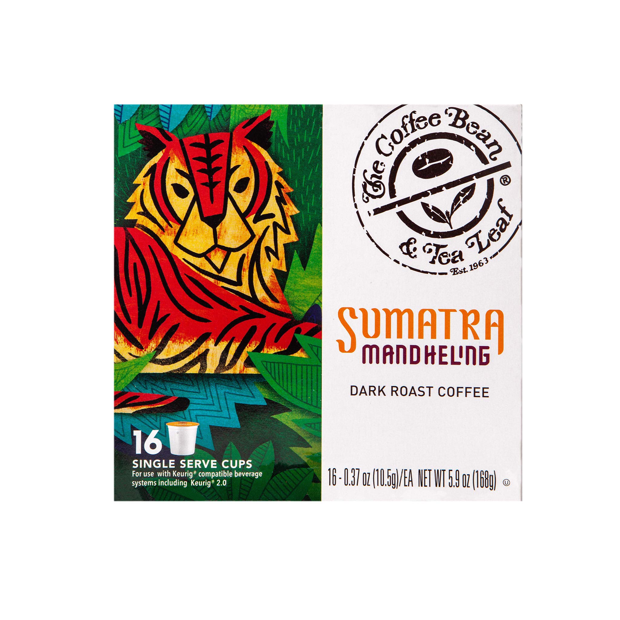 The Coffee Bean & Tea Leaf, Single Origin Sumatra Mandheling Coffee Pods Compatible w/Keurig Brewers, 16-Count Pods