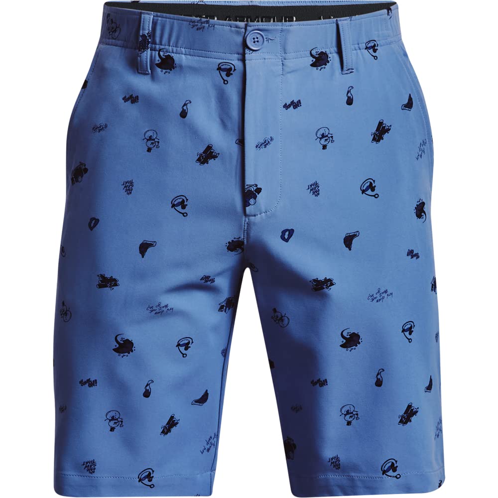 Under Armour Men's Vanish Showdown Printed Shorts, River (488)/Halo Gray, 34