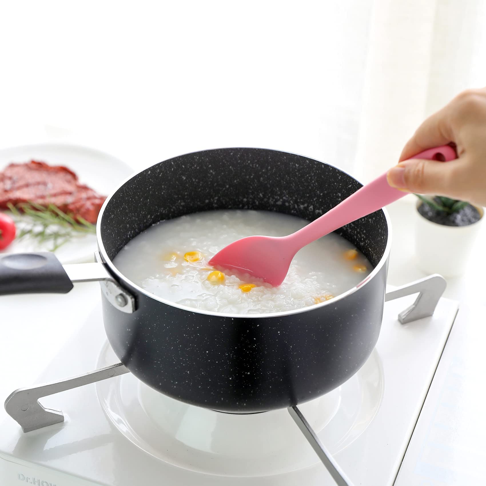 RATWIA 2.5 Quart Saucepan with Lid,Ultra Nonstick Sauce Pan 2.5Qt Small Pot with Glass Lid,Great for Home Kitchen Restaurant,Black