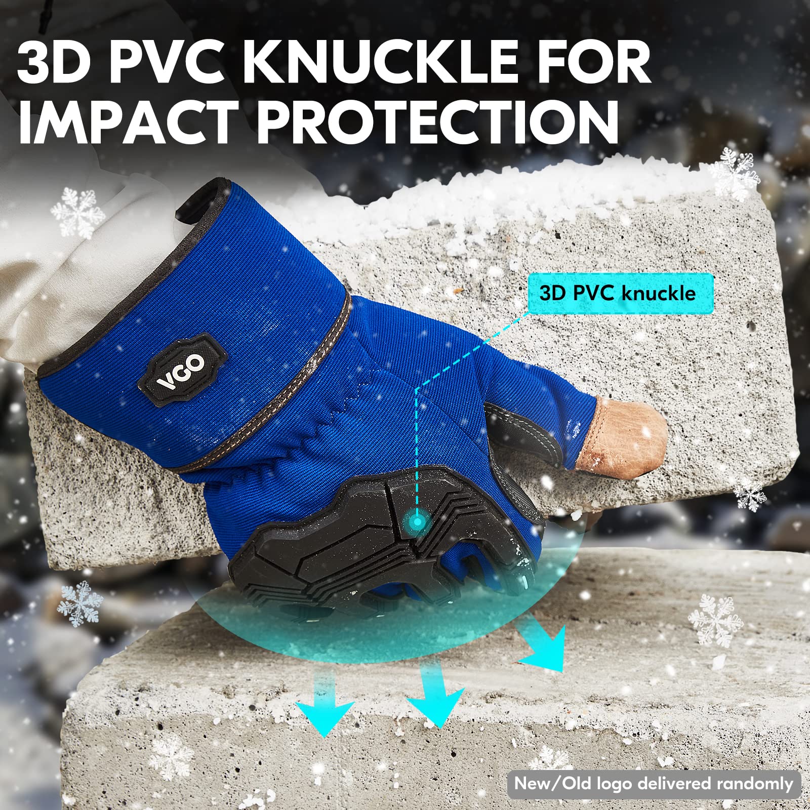 Vgo... 1-Pair 32℉ or above 3M Thinsulate C40 Lined Winter Synthetic Leather Work Gloves, Waterproof Membrane (Size L, Black, SL1015FW)