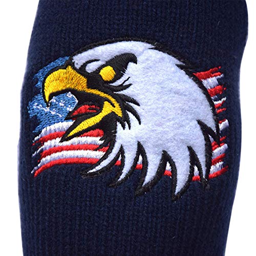 USA Flag Eagle Embroidered Knitted Golf headcovers 135 Set for 460cc Driver Wood Hydrid POM POM Head Club Covers