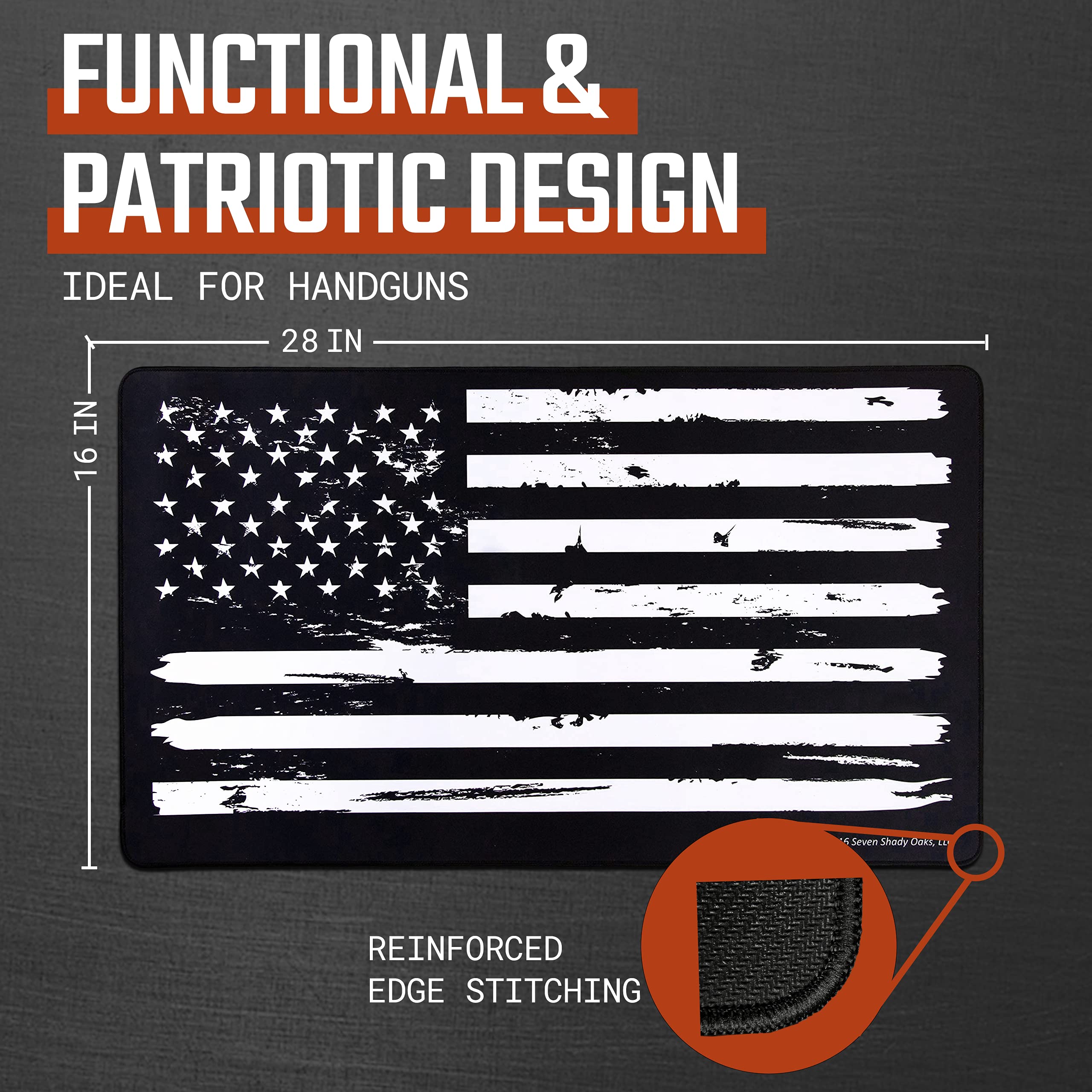 Ultimate Rifle Build Gun Cleaning Mat - Non-Slip Pad with Distressed US Flag Design for Gun Cleaning Supplies- Large (28x16β)