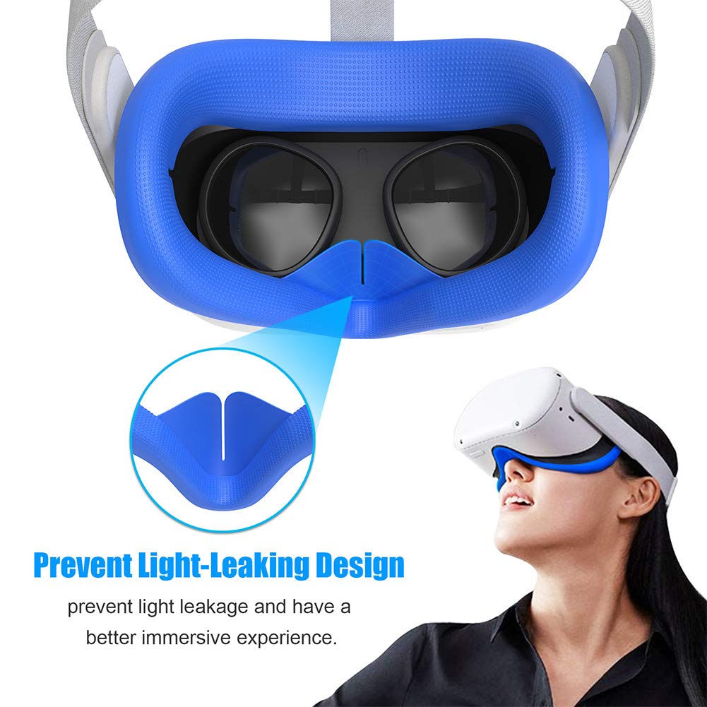 VR Silicone Ma-sk Oculus Quest 2 Face Cover, Gaming Accessories for Oculus Quest 2 Face Cushion Facial Pad Face Sweatproof Washable, Standard Eye Pad, Light Blocking