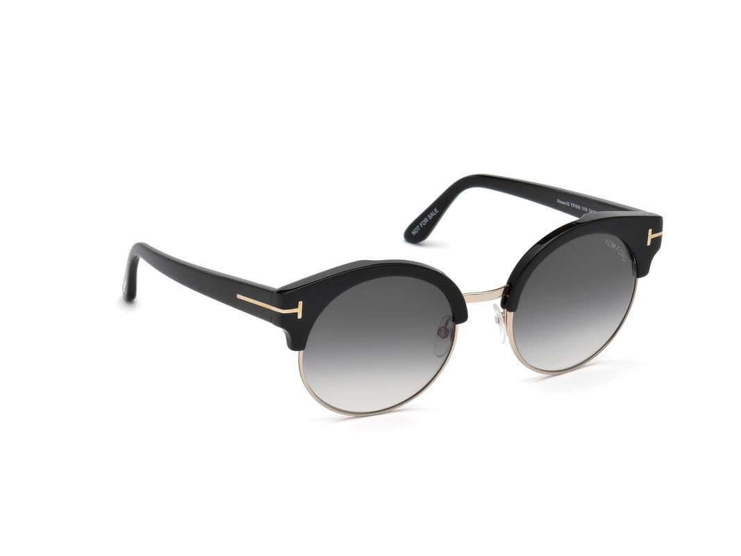 Tom Ford FT0608 Round Alissa-02 Sunglasses TF608 (01B Black/Gold, Gray Gradient)