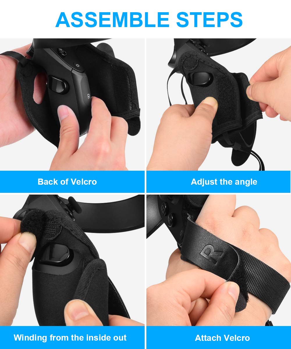 VR Touch Controller Grip Cover for Oculus Quest or Rift S Controller, Raylove Non-Slip Sweatproof and Washable Grips Skin VR Anti-Throw Controller Accessories Handle Protective Sleeve (Black, 1 Pair)