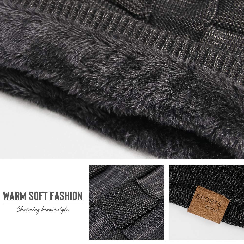 Vgogfly Slouchy Beanie for Men Winter Hats for Guys Cool Beanies Mens Lined Knit Warm Thick Skully Stocking Binie Hat Coffee
