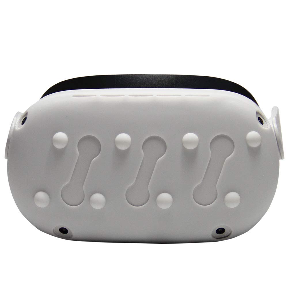 VRbrother Silicone Cover Mask VR Headset Cover Compatible for Oculus Quest 2 Protective Sleeve(Polka dot-White)