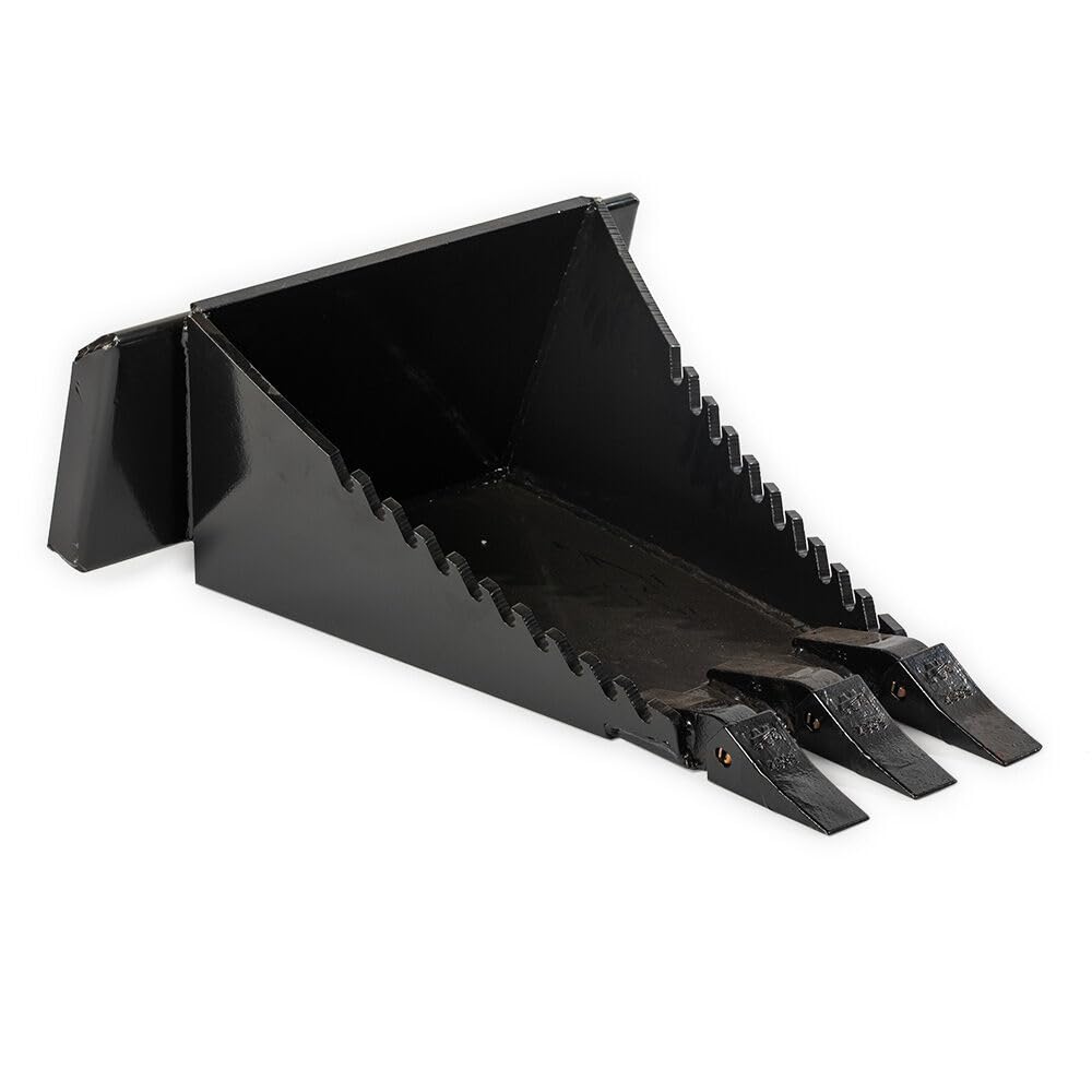 Titan Attachments Mini Skid Steer Stump Bucket Attachment, Stump Bucket for Compact Skid Steer with Toro Style Mounting, Serrated Leading Edge & Replaceable Teeth, Durable Mini Excavator Bucket