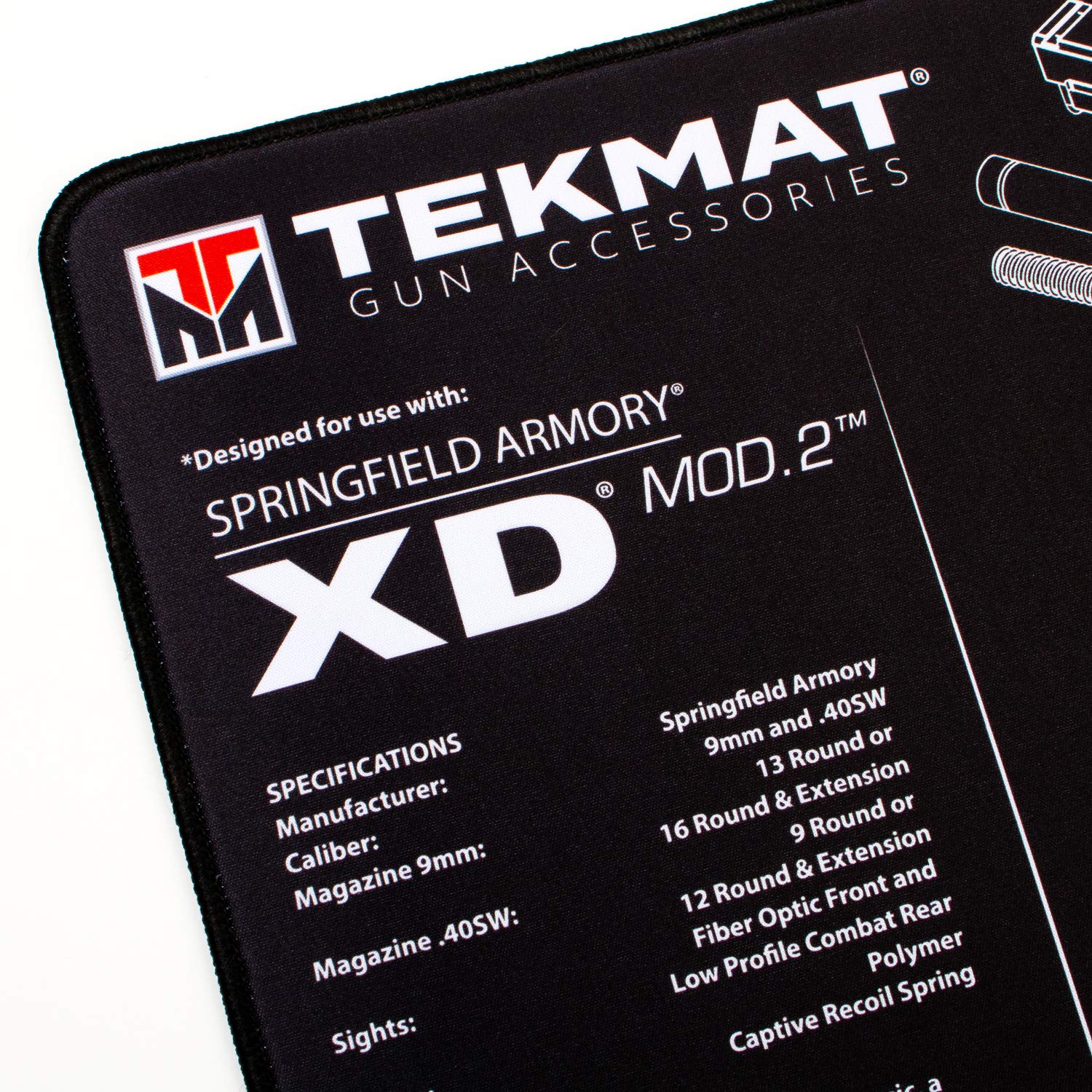 TekMat Handgun Ultra 20 Premium Springfield XD Mod 2 Cleaning Mat, Black, 15" x 20"