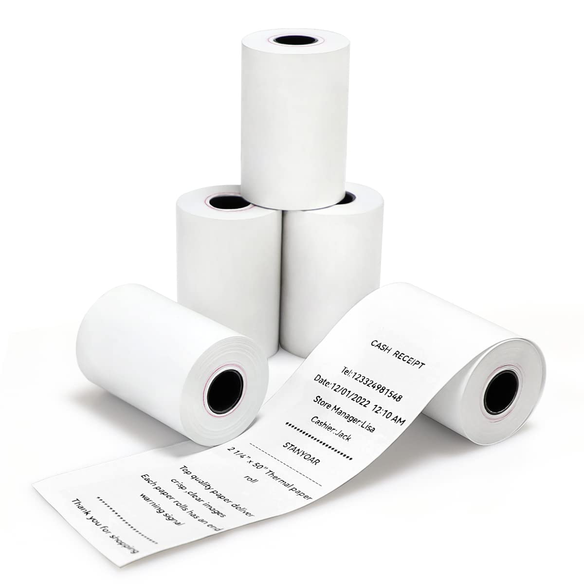 STANYOAR- 2 1/4" X 50'Thermal Receipt Paper Cash Register Rolls BPA FREE -10 rolls,compatible with Verifone VX520