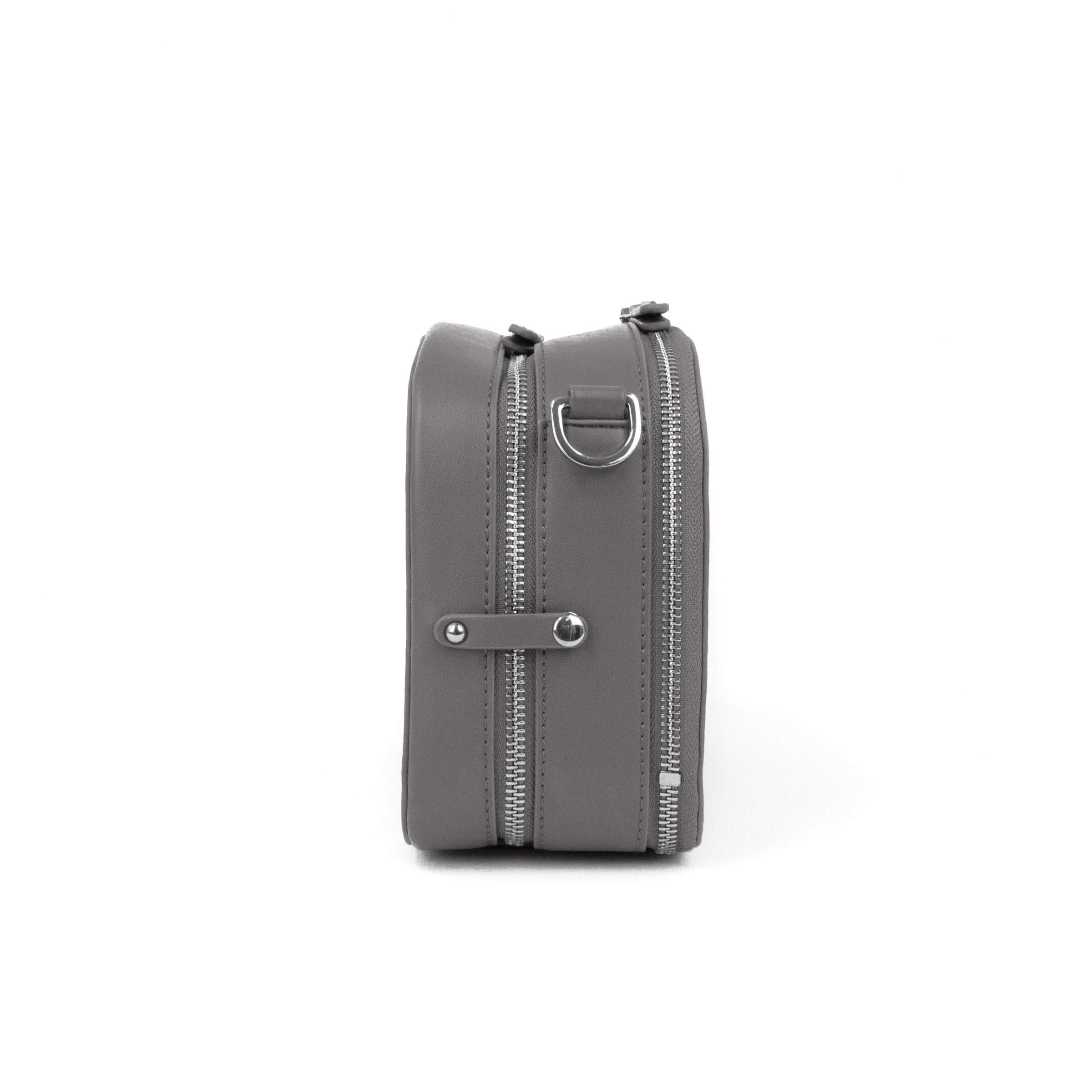 TWELVElittle Sensible Clutch (Grey) - Diaper Clutch with Adjustable Shoulder Strap, Vegan Leather Diaper Bag, featuring two separate compartments, Wipe Case Included