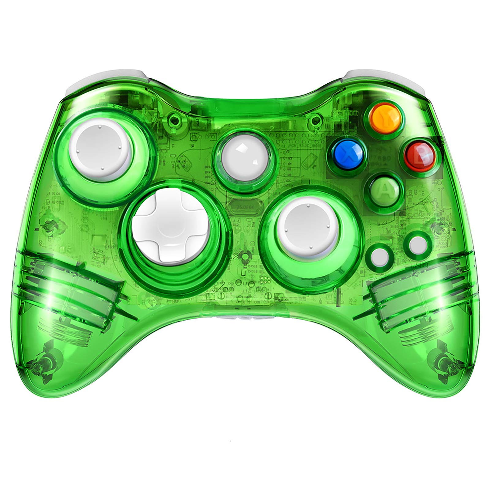 Wireless Controller for Xbox 360, PowerLead Wireless Gamepad Vibration Shock for Microsoft Xbox 360/Windows/PC with 7 LED flashing lights (Green)