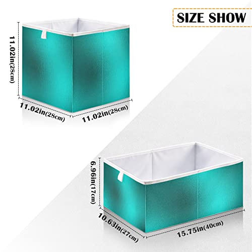 Teal Storage Basket Storage Bin Square Collapsible Nursery Hamper Decorative Storage Boxes Organizer for Nursery Toys Kids Room