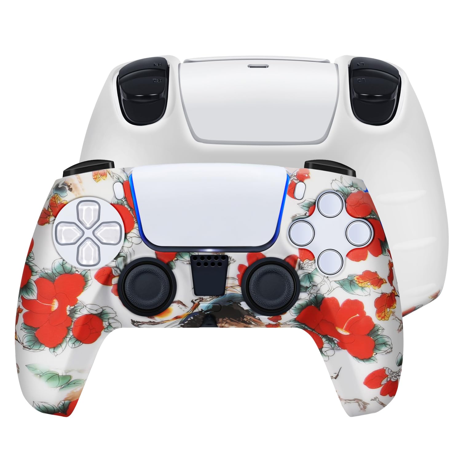 TNP Controller Case for PS5 Silicone Controller Skin for Dualsense Cover + 8 Pro Thumb Grips Set Sony Playstation 5 Skins Accessories Skull with Ergonomic Textured Grip