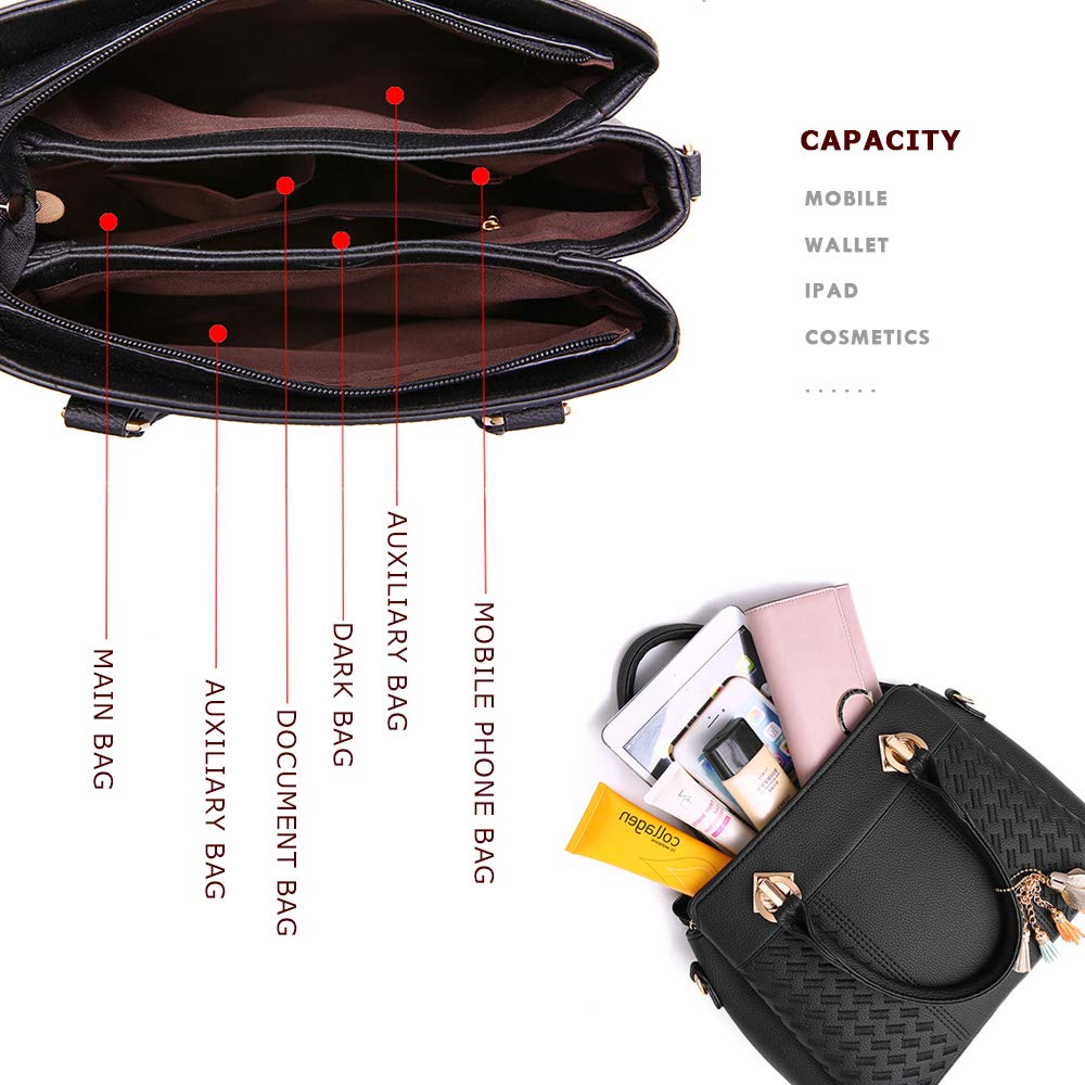 Womens Purses and Handbags Ladies Designer PU Leather Top Handle Satchel Tote Bag Shoulder Bags