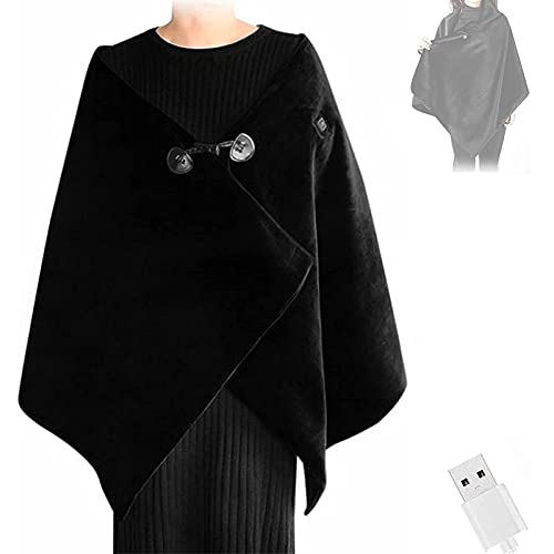 USB Electric Heated Blanket Wrap Shawl, Heated Cape, Electric Lap Flannel Blanket, with 3 Heating Settings, 35℃-60℃, for car, Office, Family Travel, Machine Washable