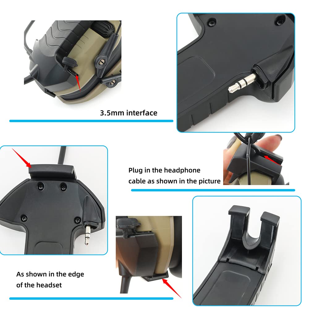TSVISIONCORE Microphone & PTT for Walker's Razor Noise Cancelling Headphones Airsoft(Black)
