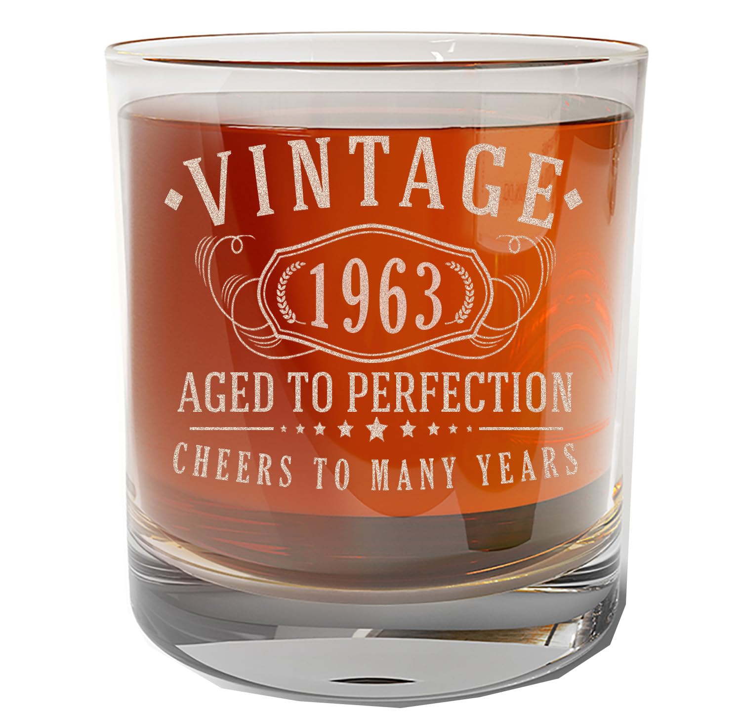 Vintage 1963 Etched 11oz Whiskey Glass - 61st Birthday Gifts for Men - Cheers to 61 years old - 61st birthday decorations for him - Best Engraved Bourbon Gift ideas for Men - Dad Grandpa 2.0