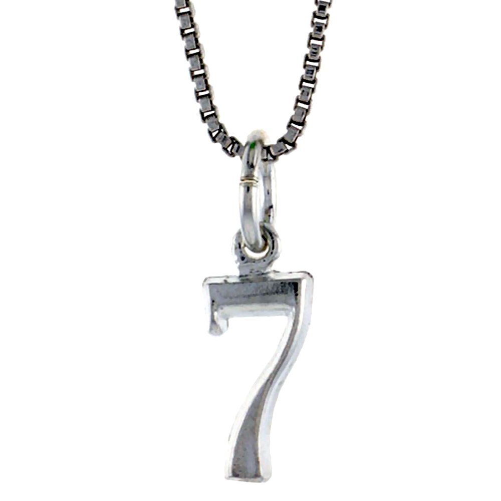 Sterling Silver Small number 7 Charm, 1/2 inch Tall