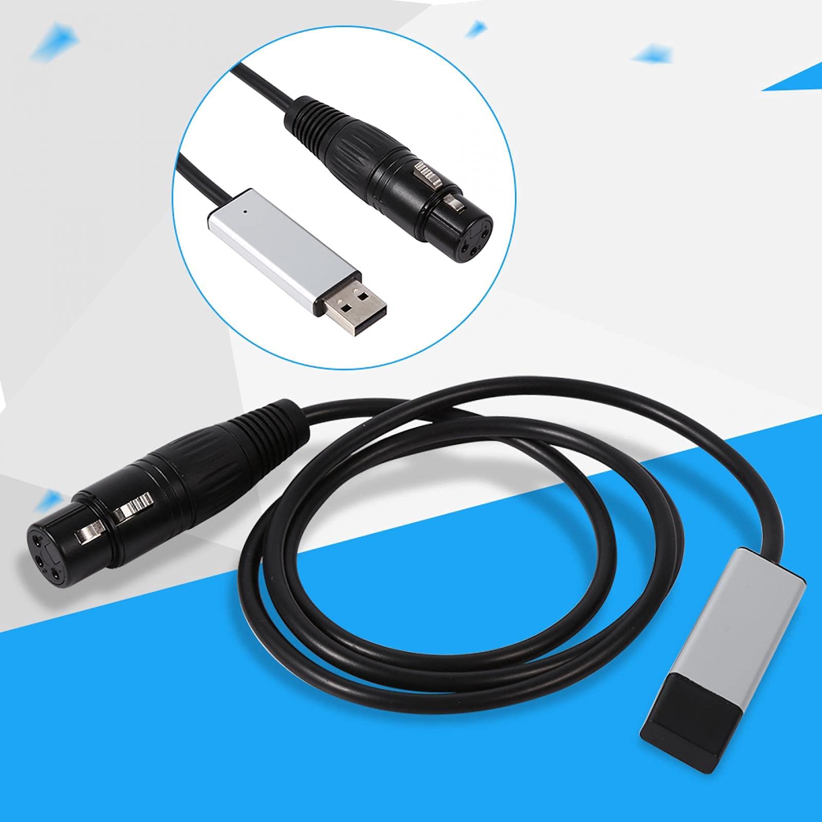 USB to DMX Controller, 3.5ft Mini USB to DMX Interface Adapter Controller DMX512 for Computer Stage Lighting Controllers Dimmer