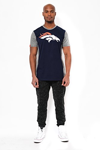 Ultra Game NFL Denver Broncos Mens T-Shirt Raglan Block Short Sleeve Tee Shirt, Team Color, X-Large